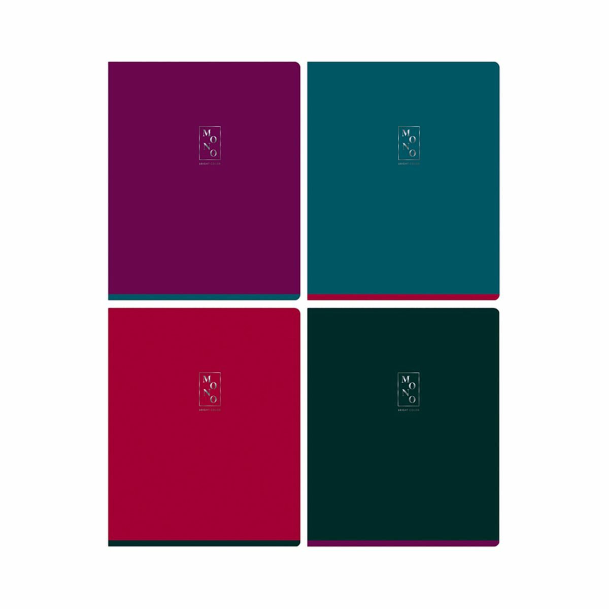 Тетрадь общая 96л, А5 BG "Monocolor. Bright color" (клетка, скрепка, тиснение фольгой) 4шт. (Т5ск96_тф 11120)