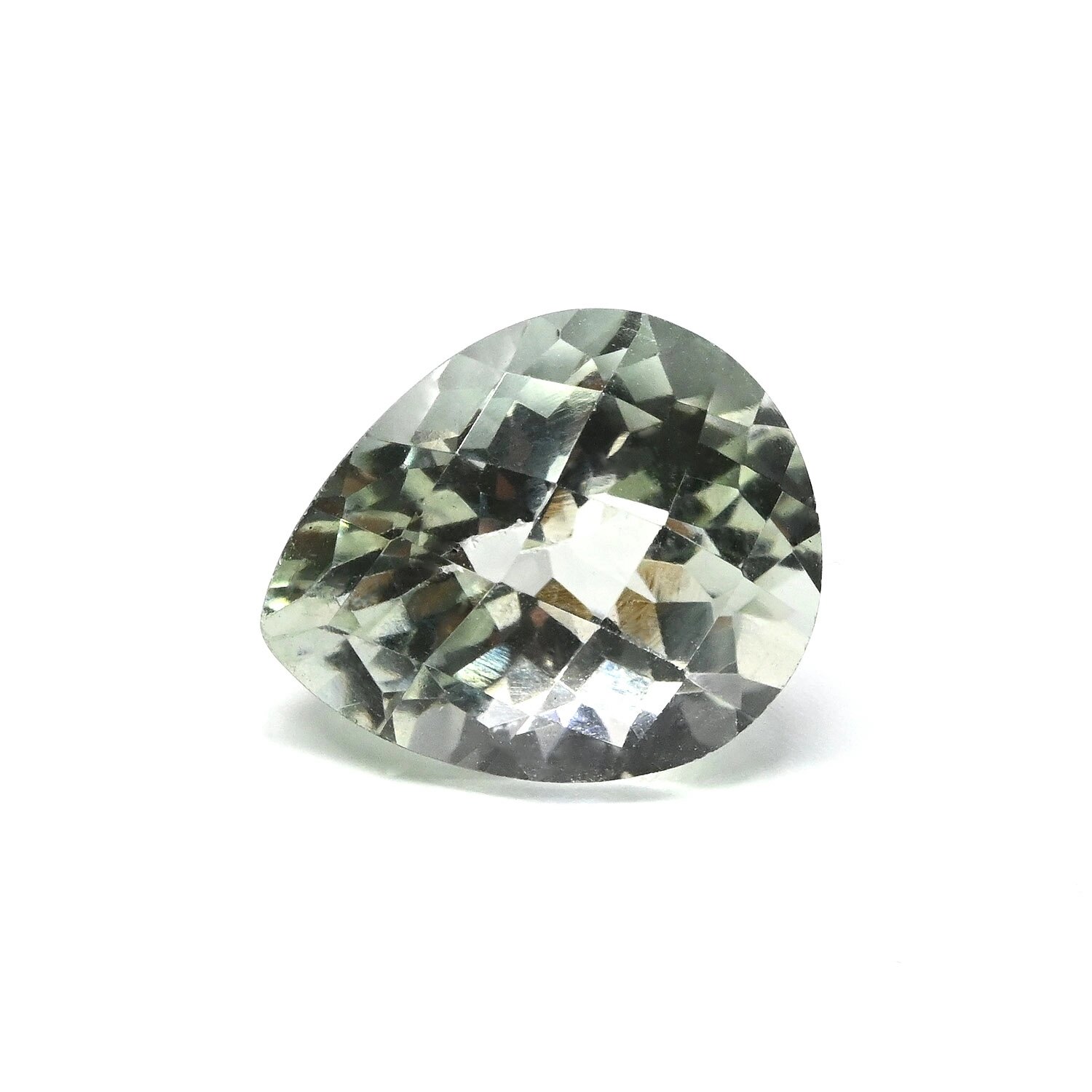 Кабошон аметист зеленый капля 10*12мм в ювелирной огранке, 4,9ct
