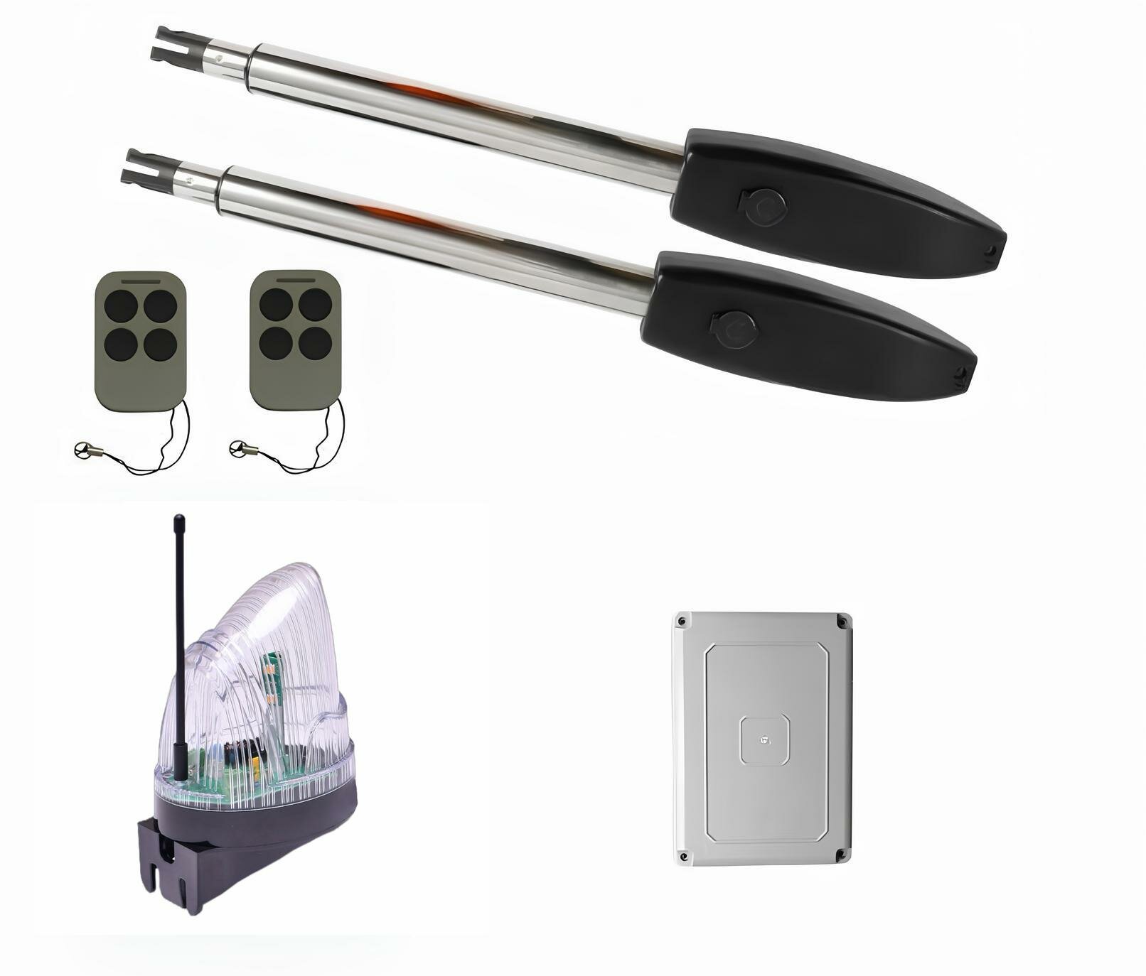 Автоматика для распашных ворот KSW-2500 L-5K, комплект: 2 привода, блок управления, 2 пульта, лампа