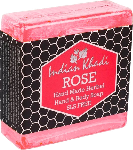 ROSE Hand Made Herbal Hand & Body Soap, Indian Khadi (роза травяное мыло ручной работы, Индиан Кхади), 100 г.