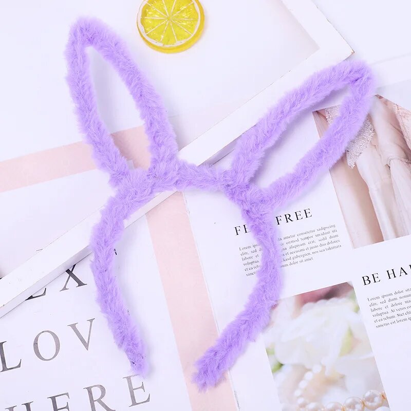 Плюшевая повязка на голову с заячьими ушками Сиреневый, TS1-Purple13cm