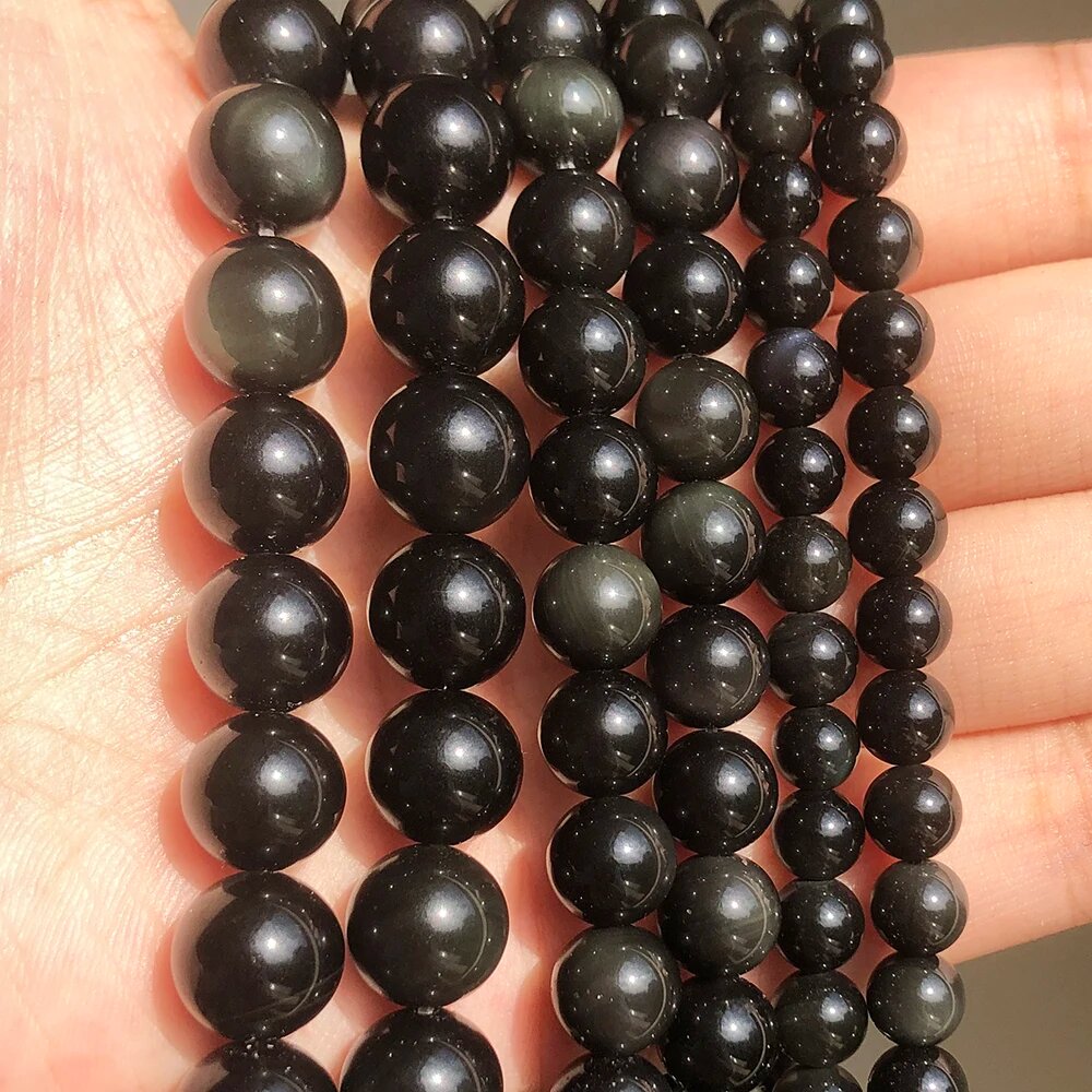 Бусины из черного оникса и агата TTUIJI 4-12 мм Черный, 8mm 46pcs, obsidian