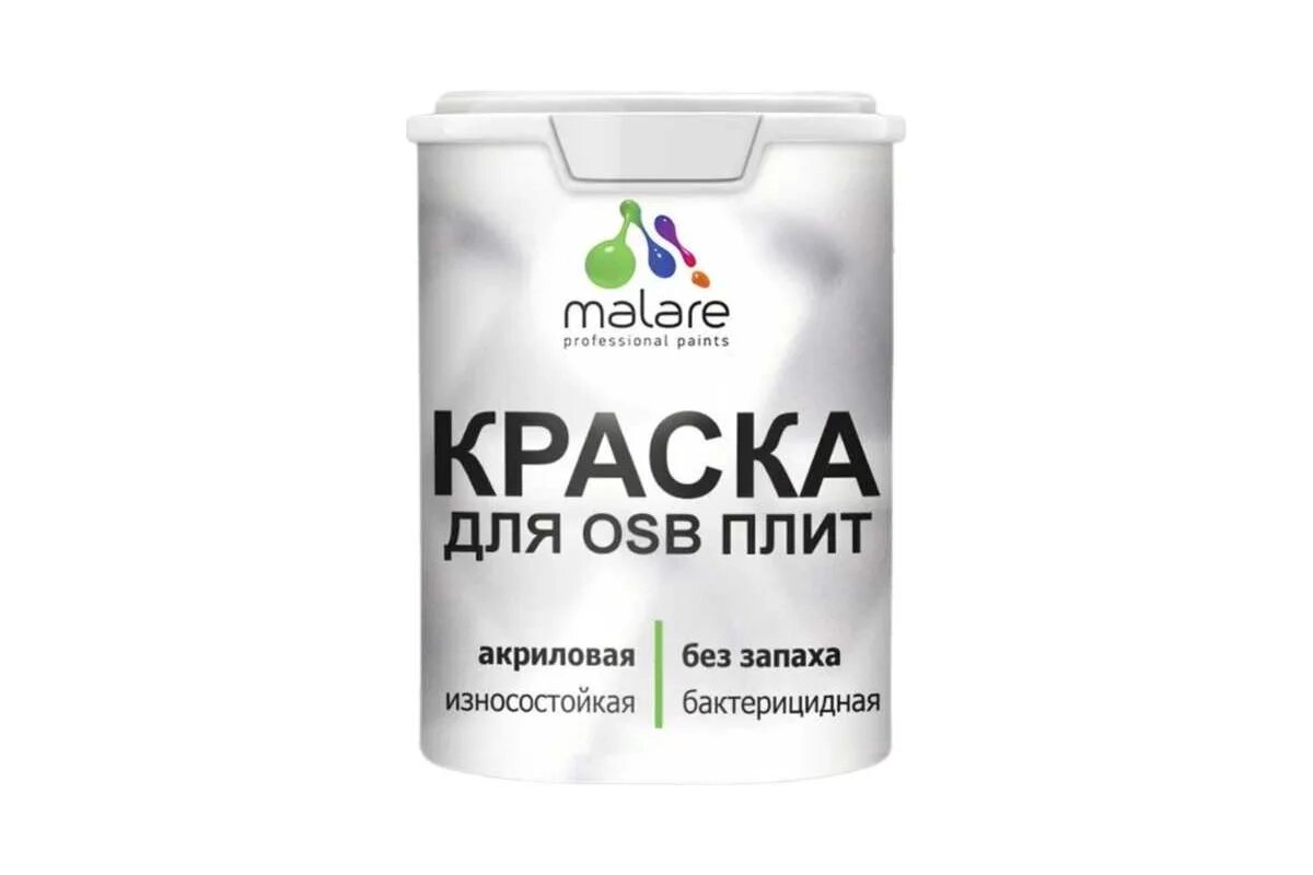 MALARE Резиновая краска для ОСБ плит акриловая краска для дерева, без запаха полуглянцевая, белый, 2 кг КОСБЛБЕЛПГ0200
