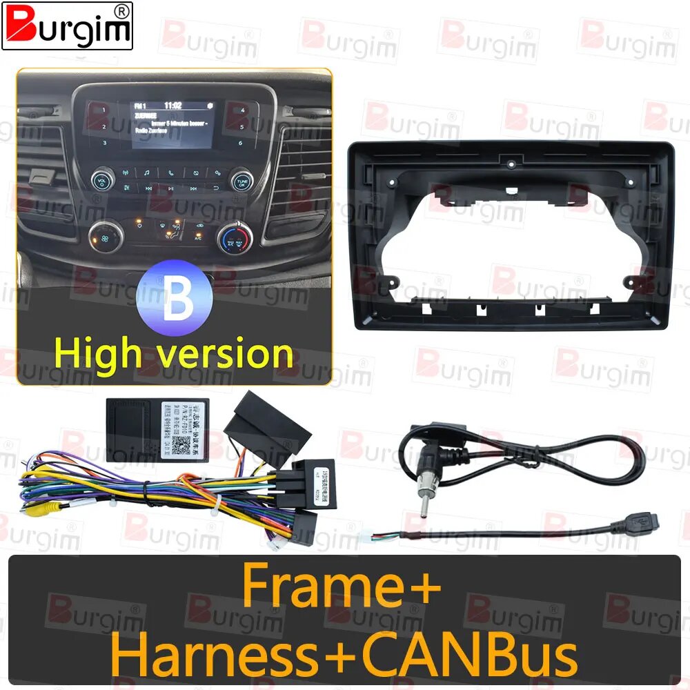 Рамка автомобильного радио Fascias для Ford Transit Custom Transit V363, 10-дюймовый жгут стерео панели, проводка, адаптер шнура питания Canbus frame cable canbus-2