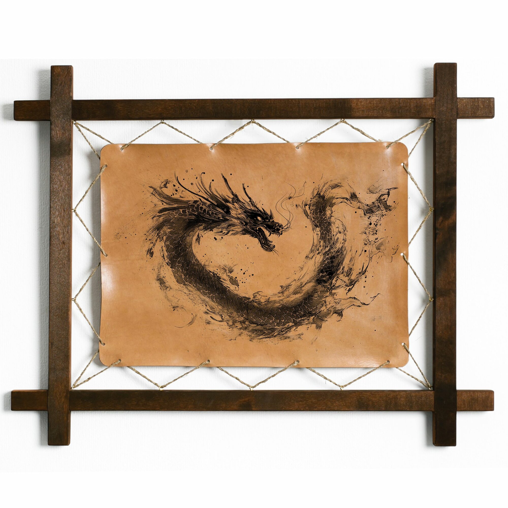 Картина интерьерная из кожи "Дракон №2", BoomGift