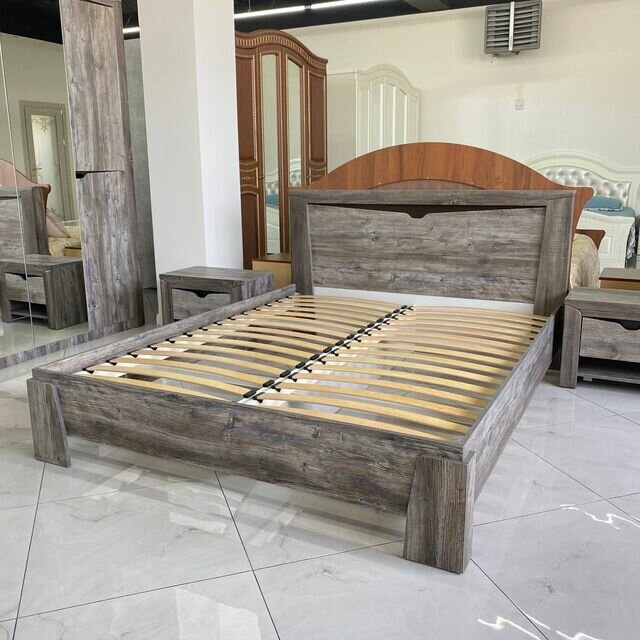 Кровать Слониммебель "Гарда", 180x200 см, реечное основание, ЛДСП, серая