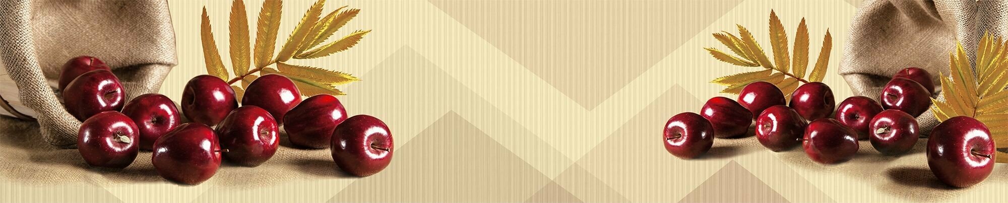 Фартук для кухни из АБС пластика 3000*600*1,5мм. Кухонный фартук ABS с фотопечатью "Алые яблоки"