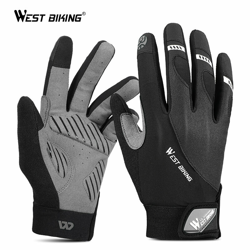 Велосипедные перчатки "West Biking", черные, сенсорные, размер XL