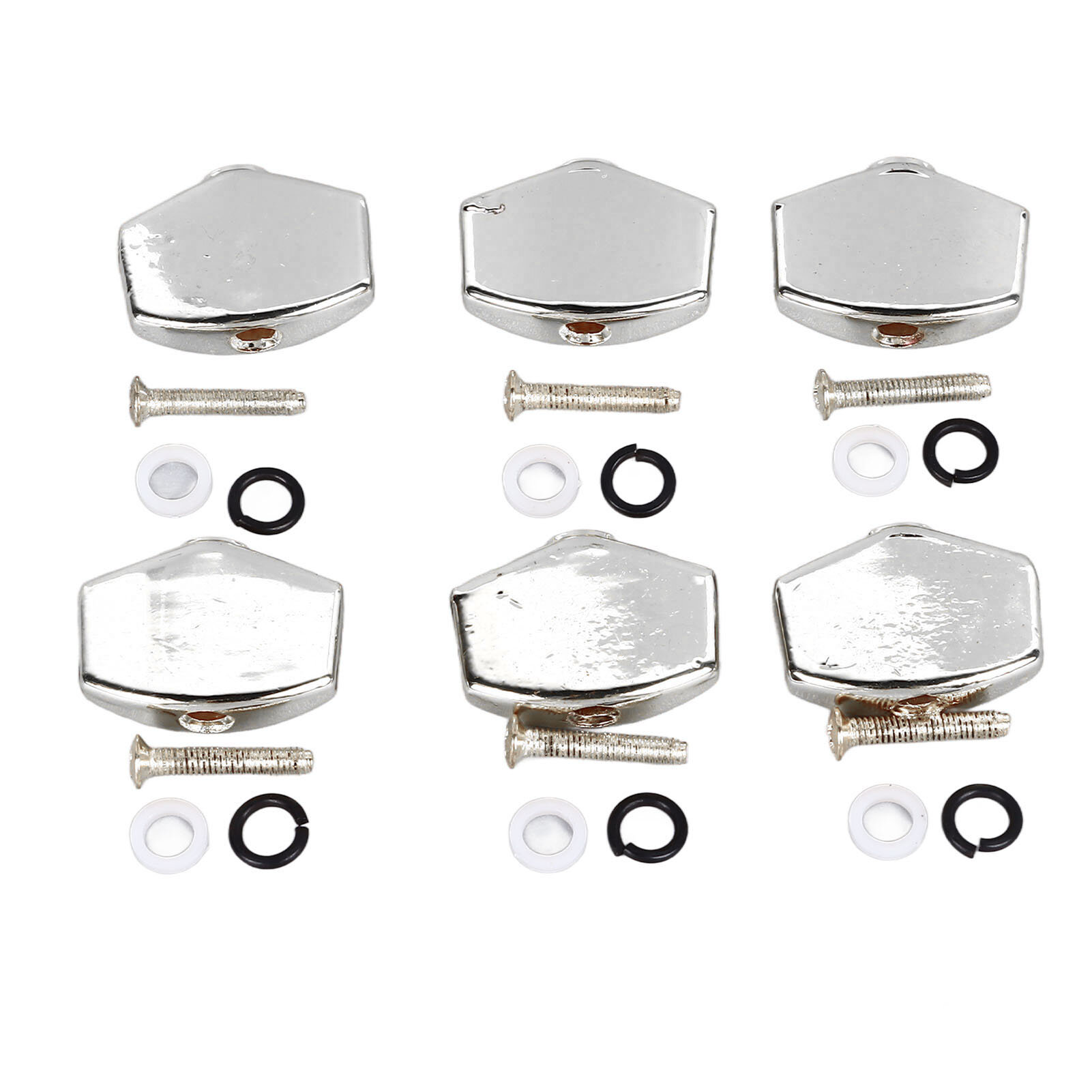 6Pcs Guitar Tuning Peg Buttons Metal Stable Universal Tuner Replacement for Acoustic Electric Silver