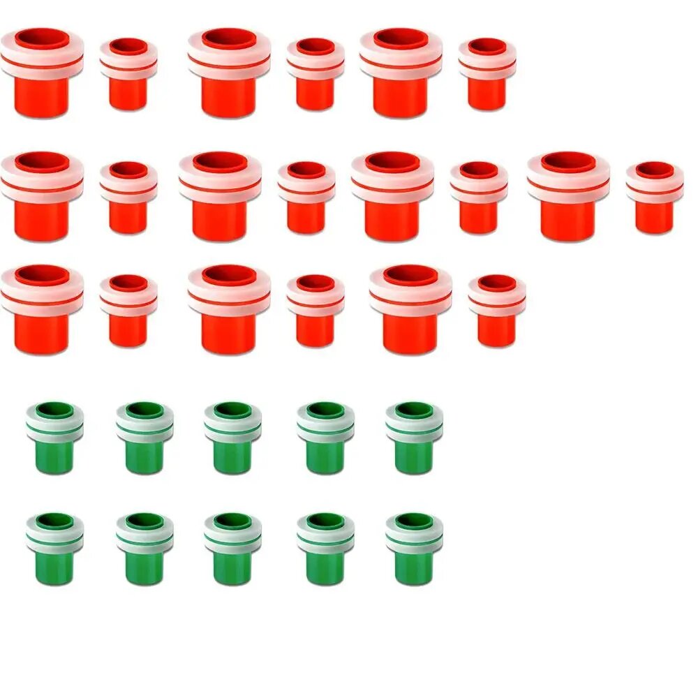 Резиновые прокладки для кранов 1/2" и 3/4", красный и зеленый