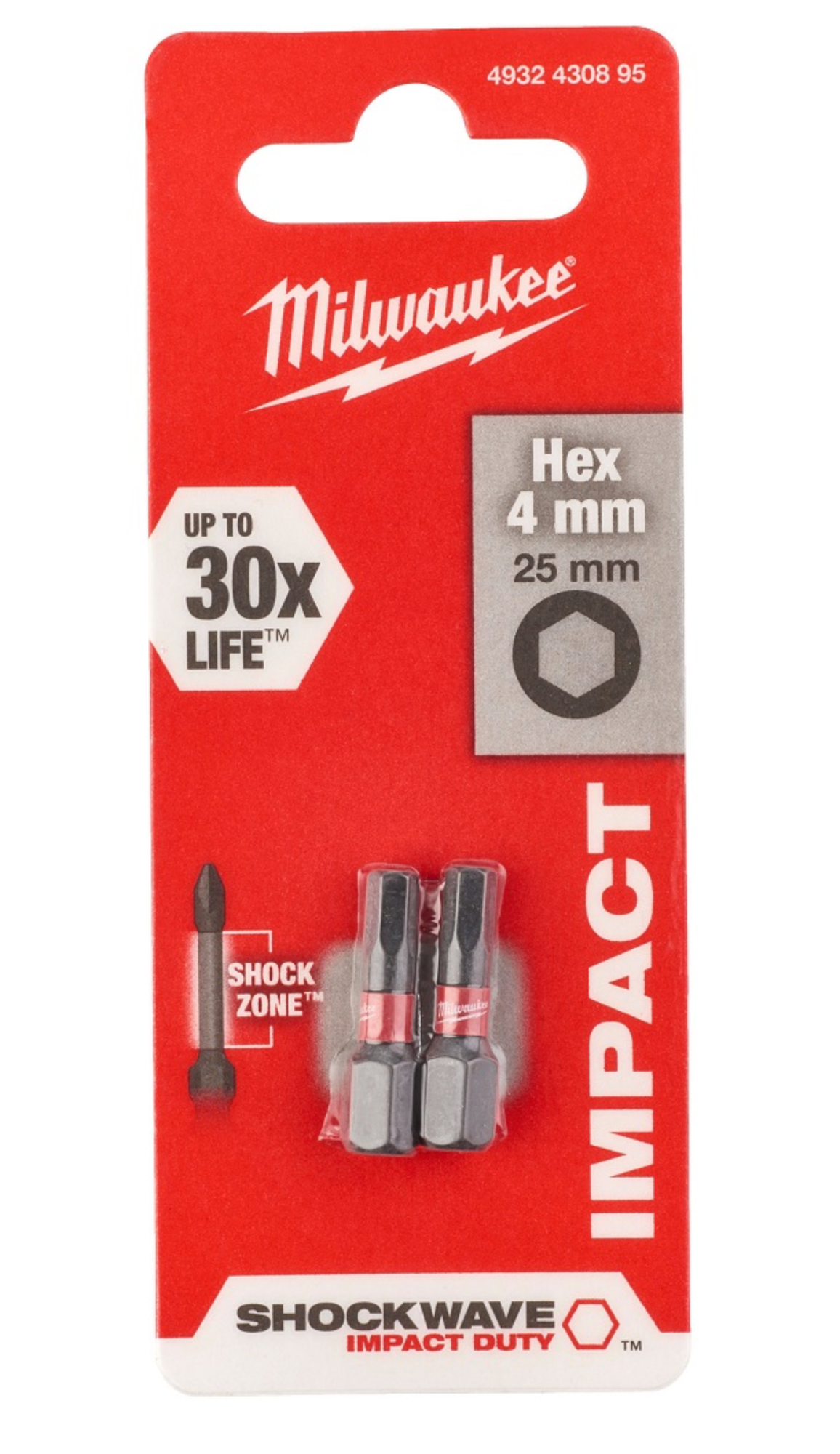 Бита Milwaukee Shockwave HЕХ4 25мм 2шт, 4932430895
