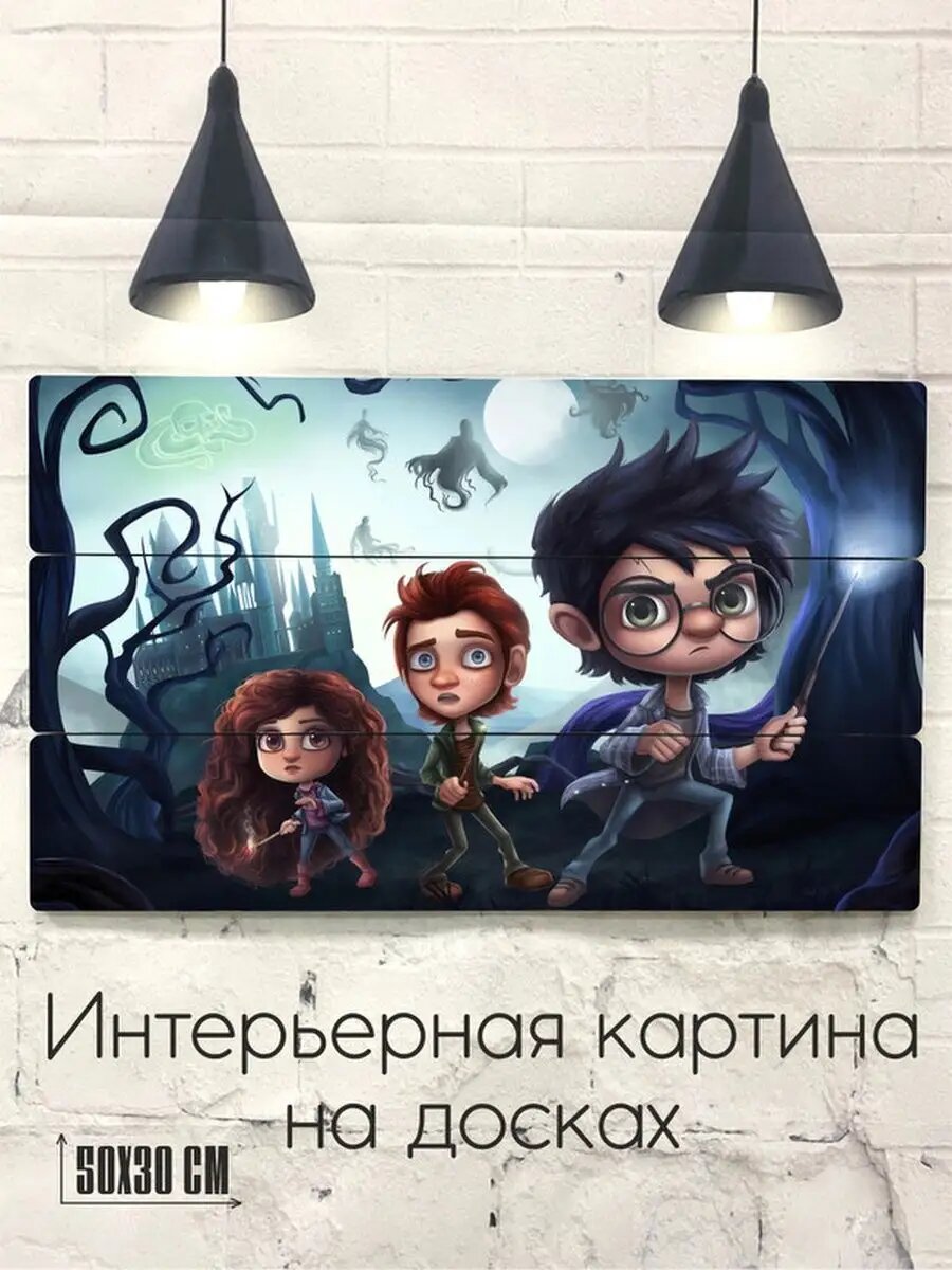 Интерьерная картина на досках, Гарри Поттер