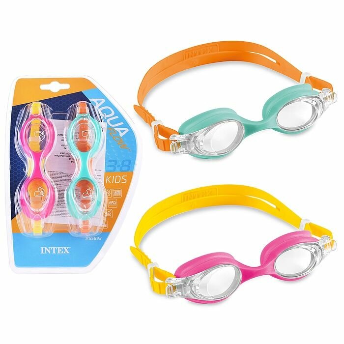 Очки для плавания Intex детские Pro Team, 3-8 лет, 2 цвета (55693)