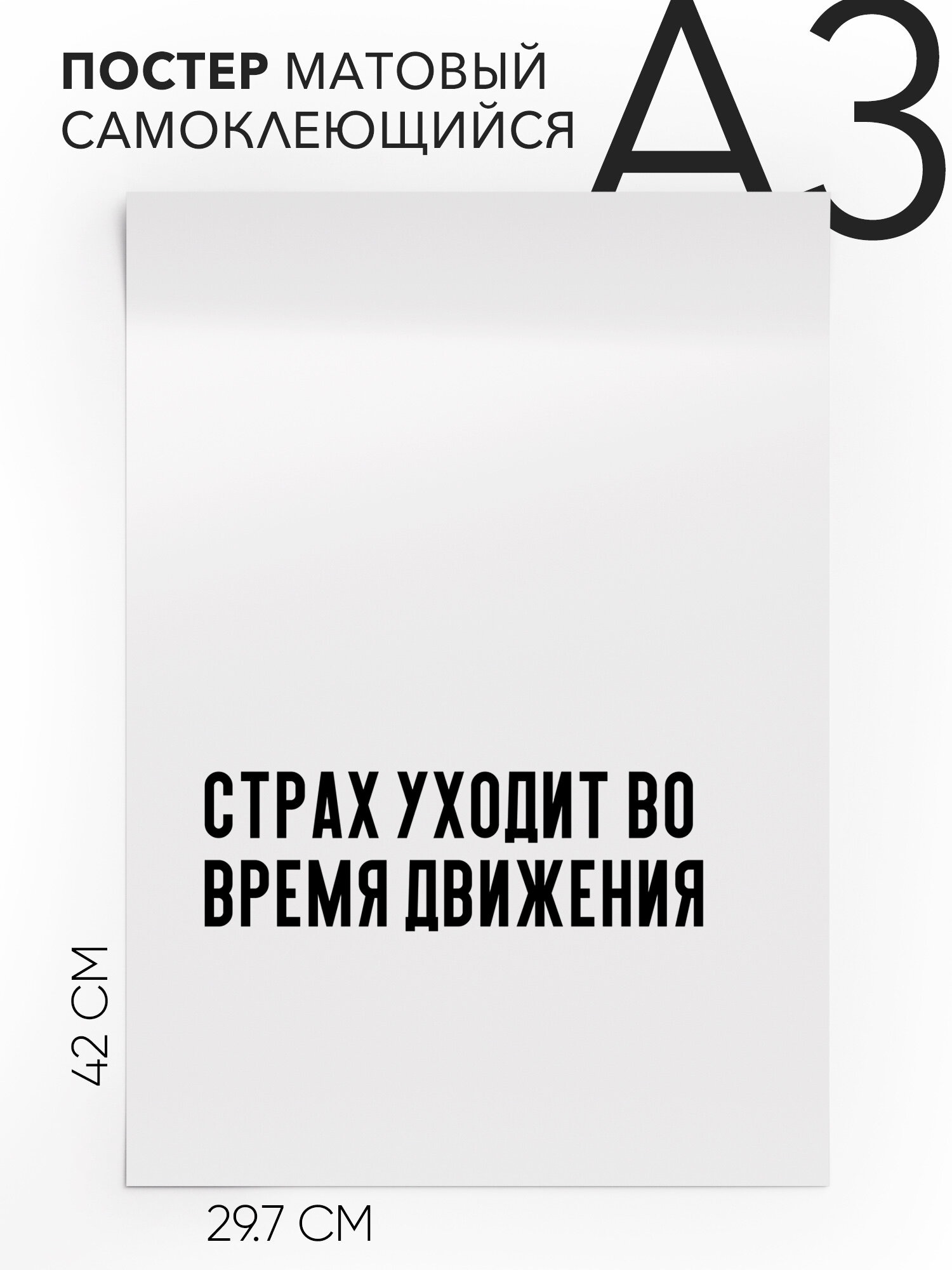 Постер интерьерный на стену - интерьерная Страх уходит во время движения, Самоклеящийся, 30х40, А3