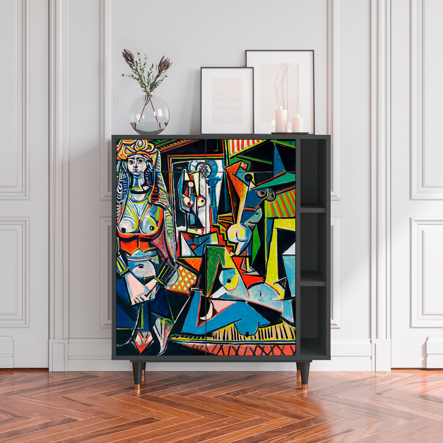 Комод - STORYZ - BS6 Women of Algiers by Pablo Picasso, Размер - 94 x 110 x 41 см, Цвет корпуса - , Антрацит