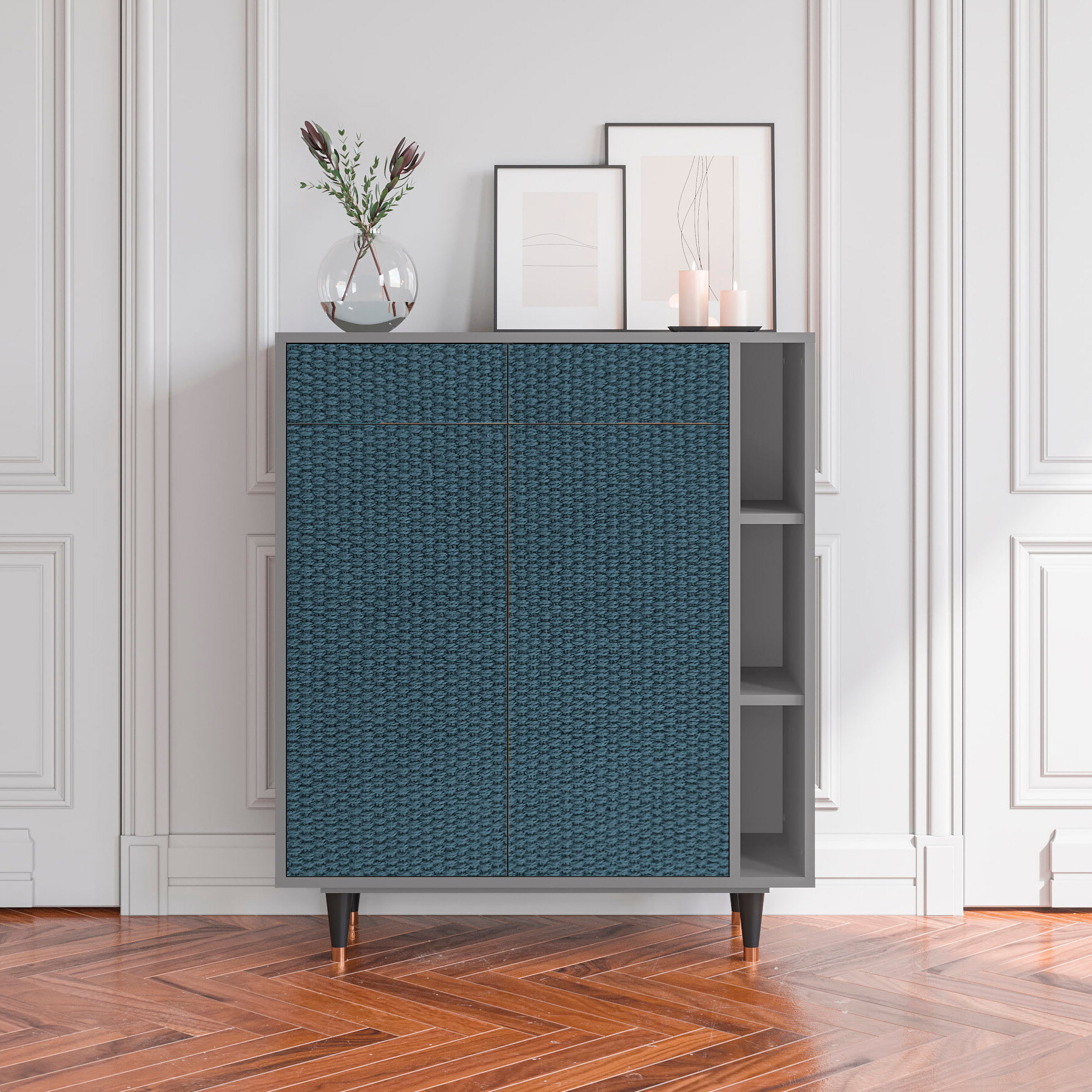 Комод - STORYZ - BS6 Knitted Pattern, Размер - 94 x 110 x 41 см, Цвет корпуса - , Серый