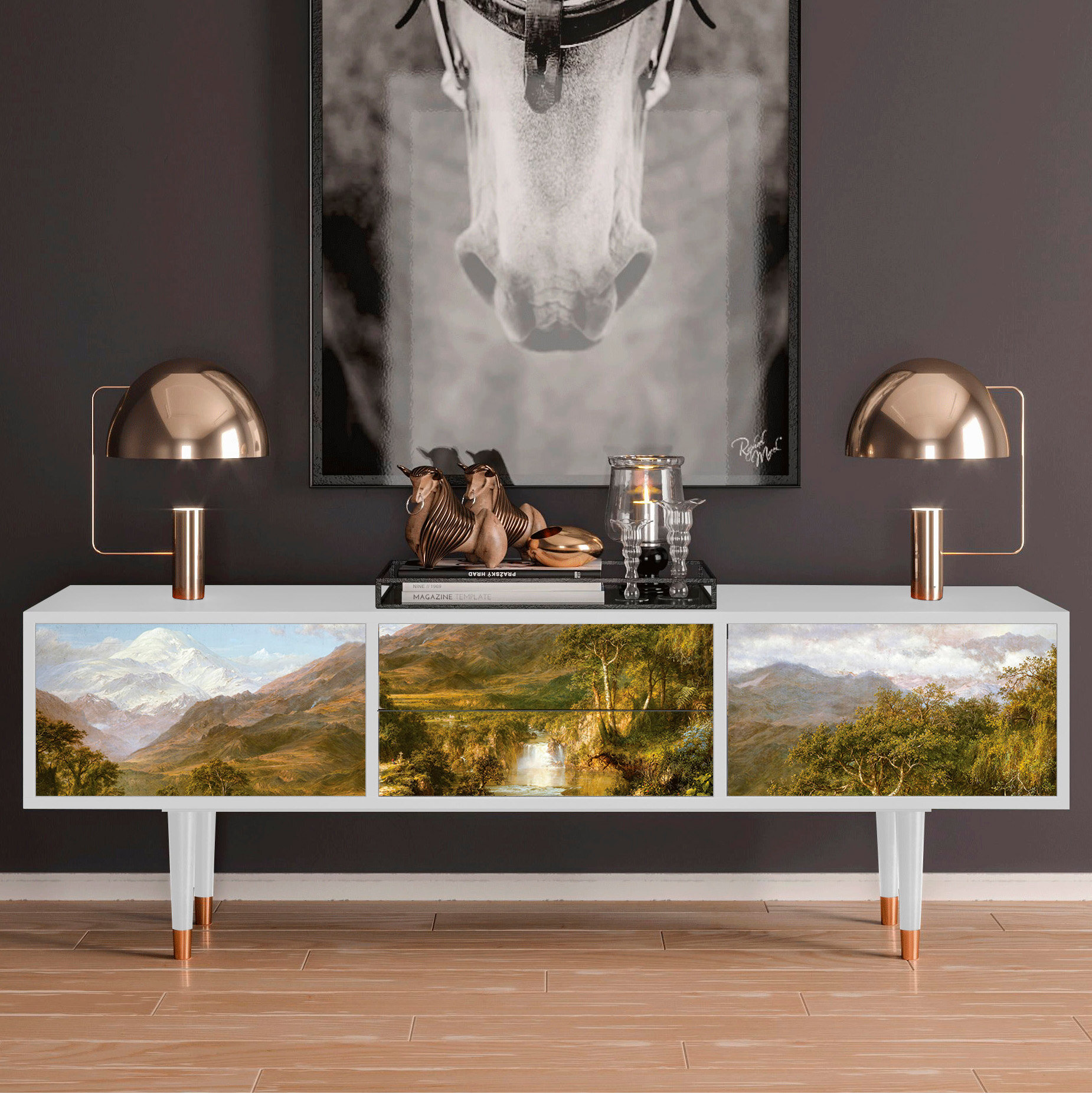 ТВ-Тумба - STORYZ - T4 The Heart of the Andes by Frederic Edwin Church, Размер - 170 x 59 x 48 см, Цвет корпуса - , Белый