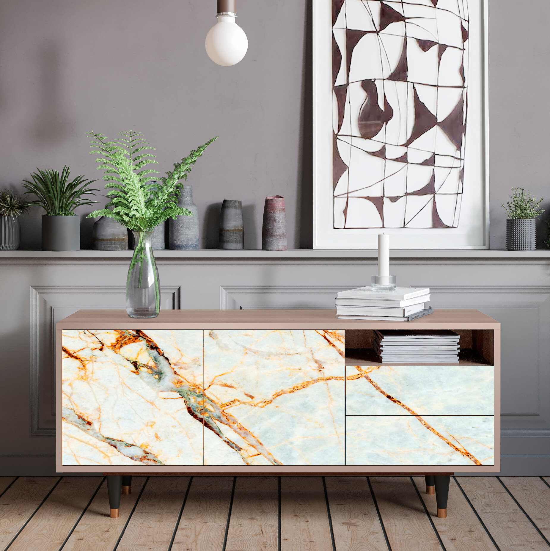 ТВ-Тумба - STORYZ - T7 Sandy Marble, Размер - 125 x 56 x 41 см, Цвет корпуса - , Бежевый