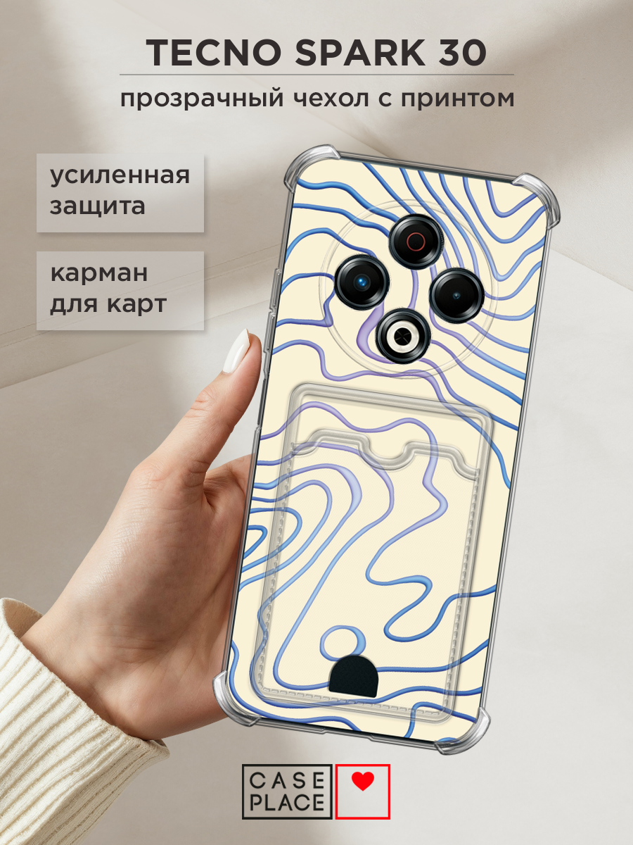 Чехол на Tecno Spark 30 (Текно Спарк 30) с картой и принтом Арт и абстракция