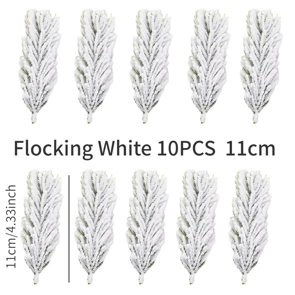 10 шт. Искусственные ветки сосны, белые, B05A White