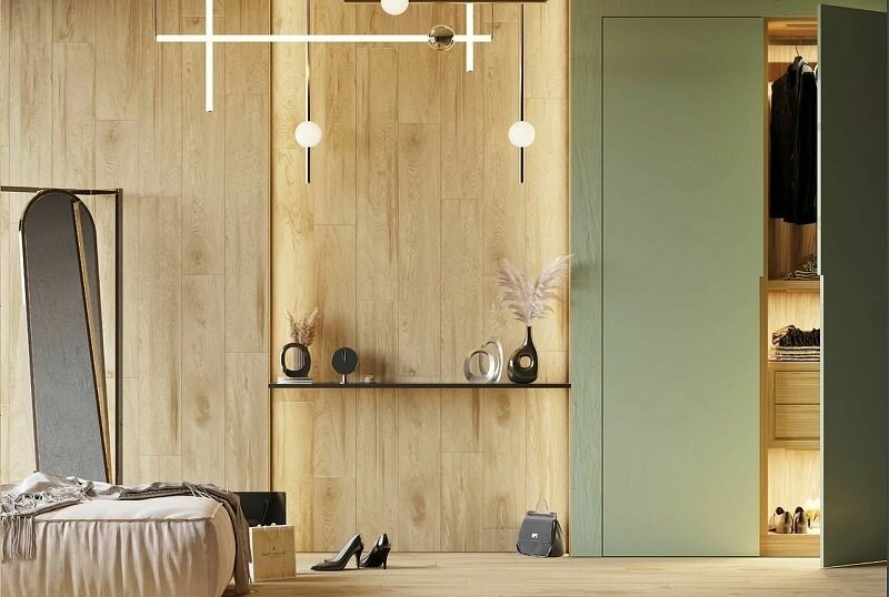 Керамогранит Kerranova Alleya Honey K-2101/SR 20х120 см, современный стиль