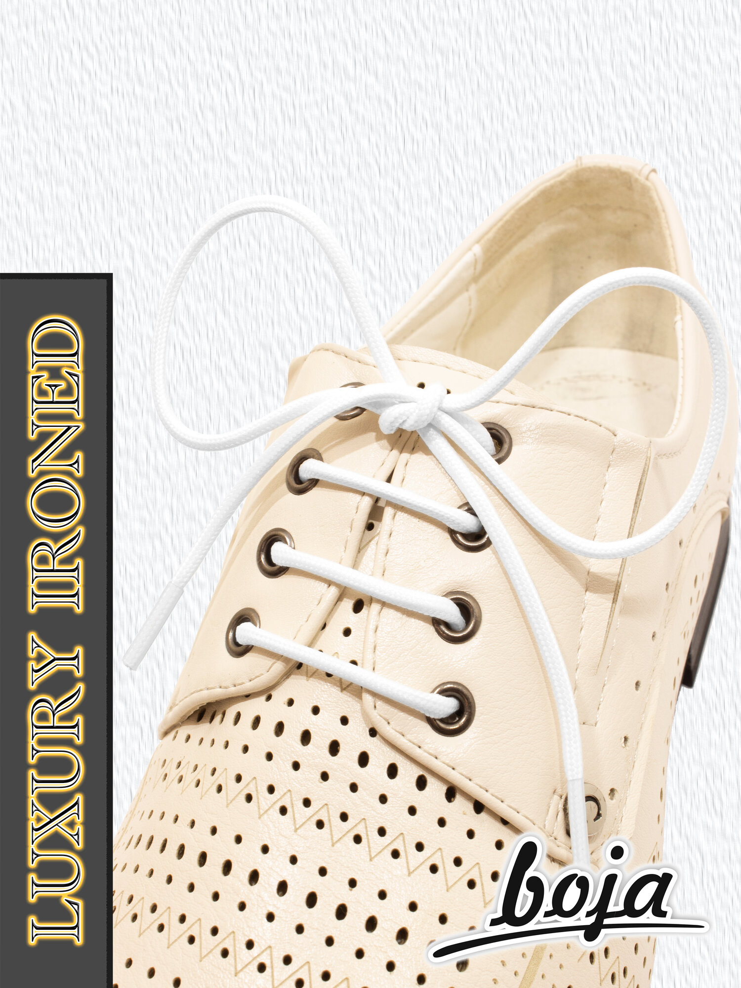 Шнурки тонкие для обуви BOJA (LUX), для туфель, белые, 80 см, круглые, НЕ эластичные, НЕ резиновые, без фиксаторов