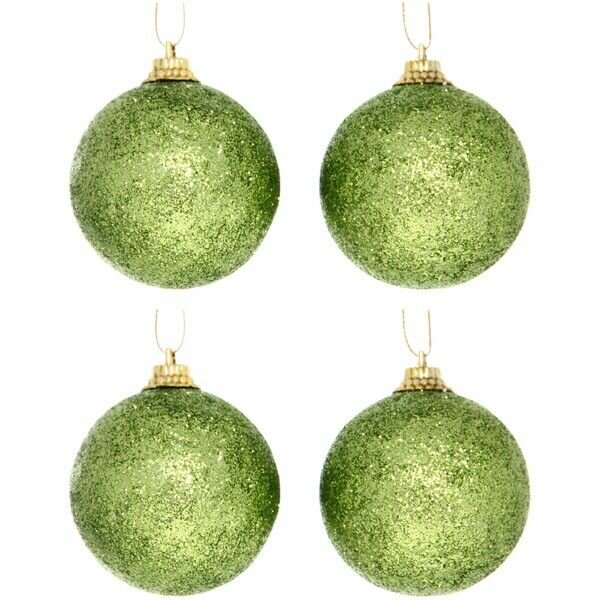 Елочные игрушки Серпантин Новогодние шары 5 см 4 шт "Блестящее напыление" цвет салатовый