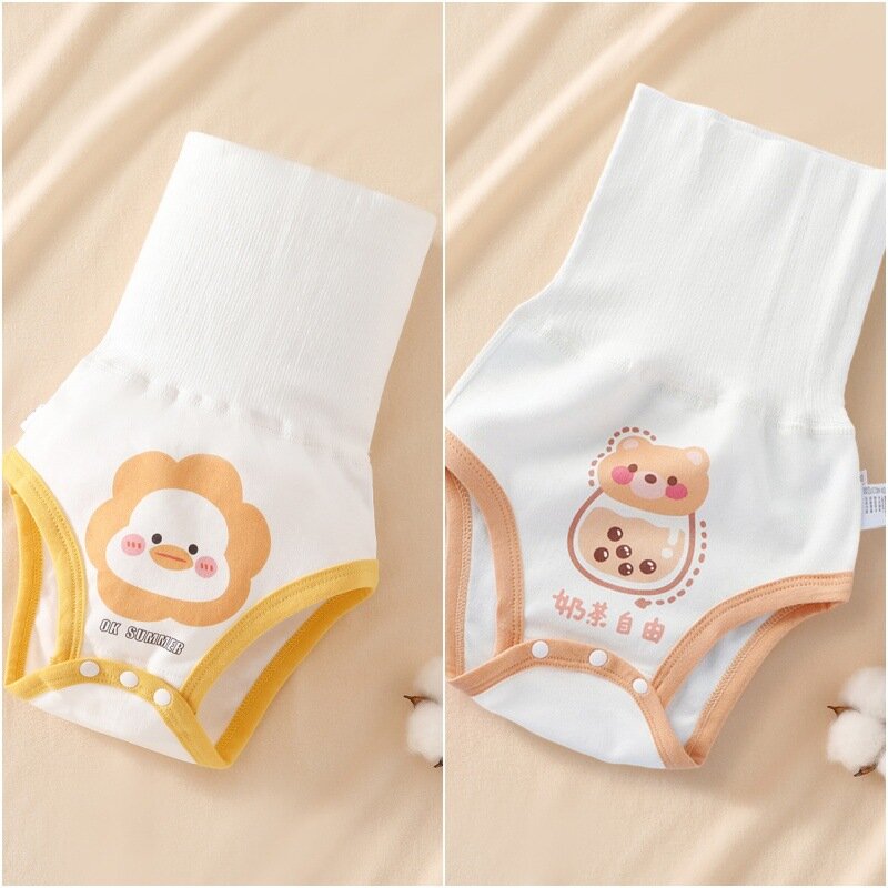 Детские трусики-подгузники с рисунком котенка, хлопковые трусики-протекторы для животика класса А, трусики-подгузники для помещений с кондиционером, тренировочные трусики, чистый хлопок
