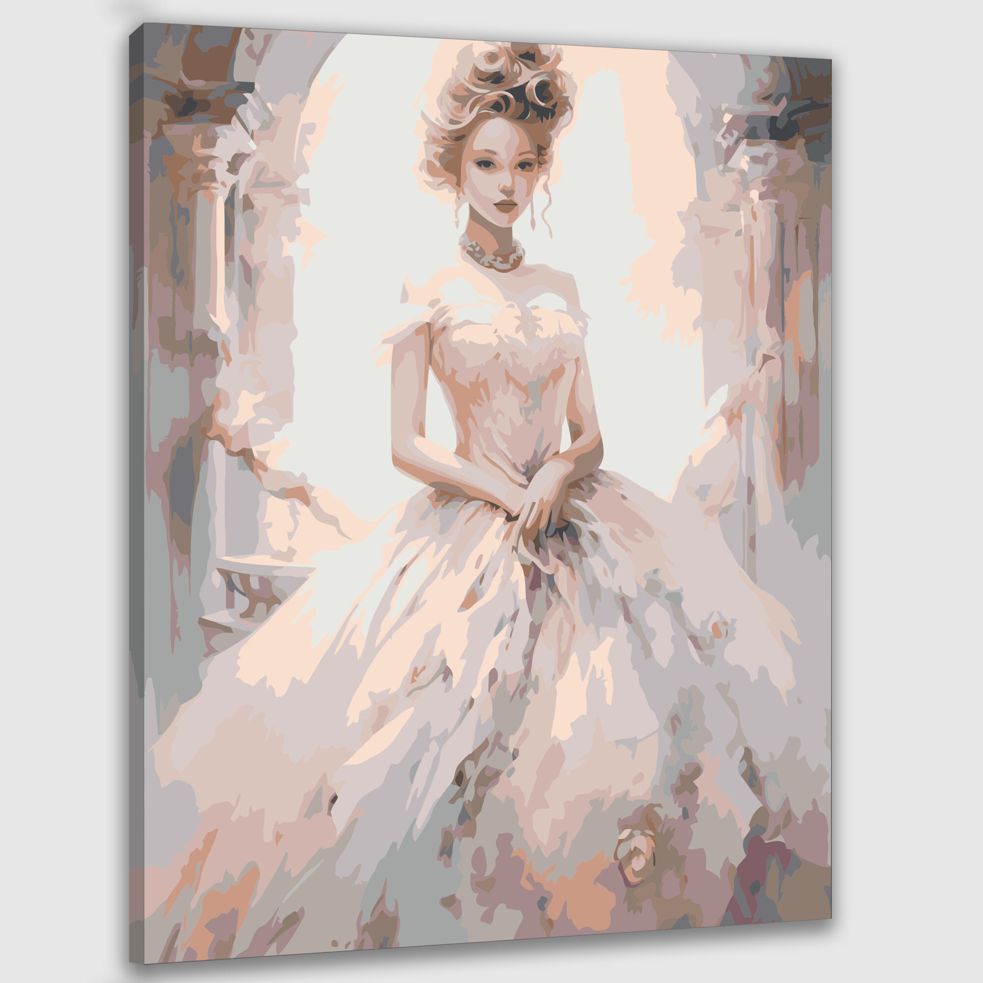 Картина по номерам 40x50 см, акварельная картина, фарфоровая кукла, бальное платье, тонкие черты лица