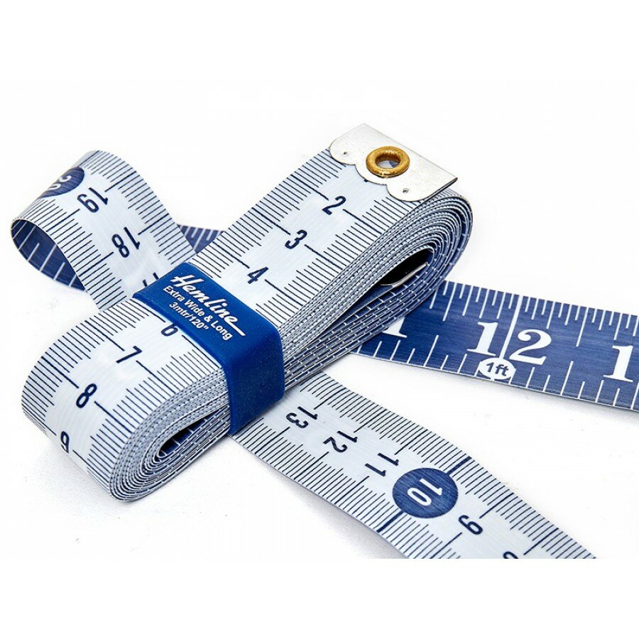 Сантиметровая лента в картонном цветном дисплее, 24 шт 300 cм/120" белый HEMLINE +256. EW. HEM. DB