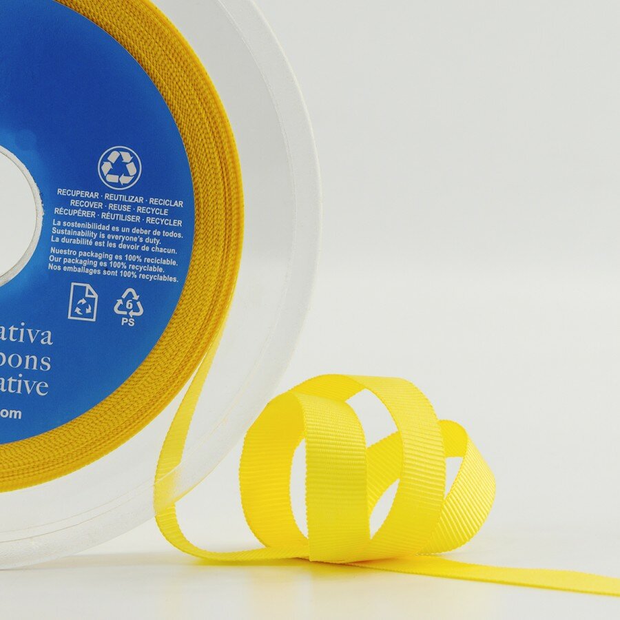 Лента репсовая SAFISA, 10 мм, 25 м, цвет 09 желтый светлый