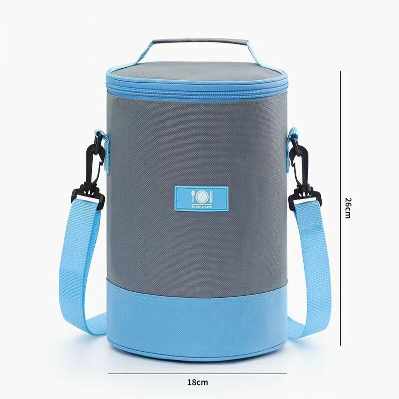 Изолированная круглая сумка для ланча - термоохладитель с плечевым ремнем