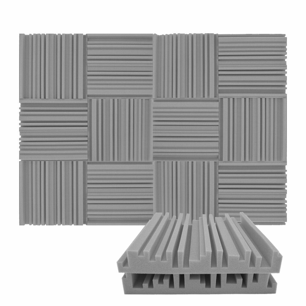 BEIYIN 12 шт. акустический Акустический поролон Тип канавки 30X30X5см Шумоподавляющая стена для аудио комнаты Снижение шума-Серый