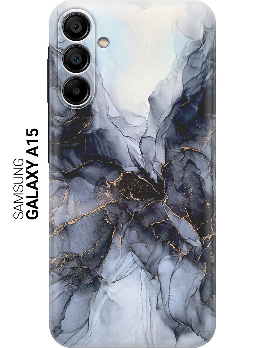 Силиконовый чехол на Samsung Galaxy A15 / Самсунг А15 с рисунком "Черно-белый мрамор"