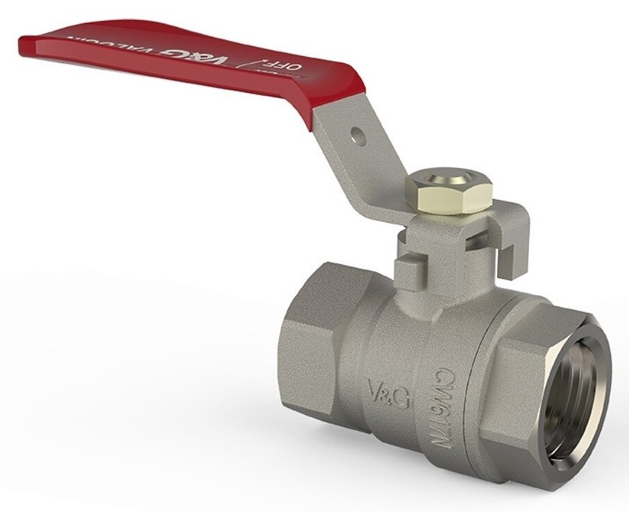 Кран шаровый для воды V&G / В&Г Optima прямой, рычаг, латунь, серый, резьба 1/2" / запорная арматура