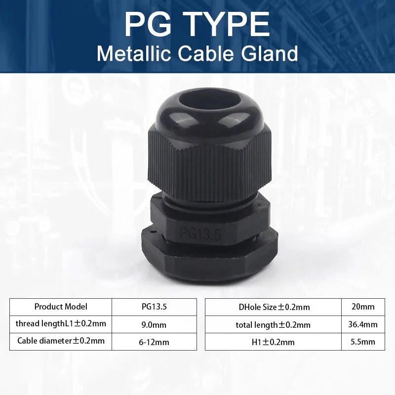5 шт. водонепроницаемые кабельные вводы DIY YOU PG7 PG9 PG11 PG13.5 PG16 PG19 черные белые PG13.5 Black