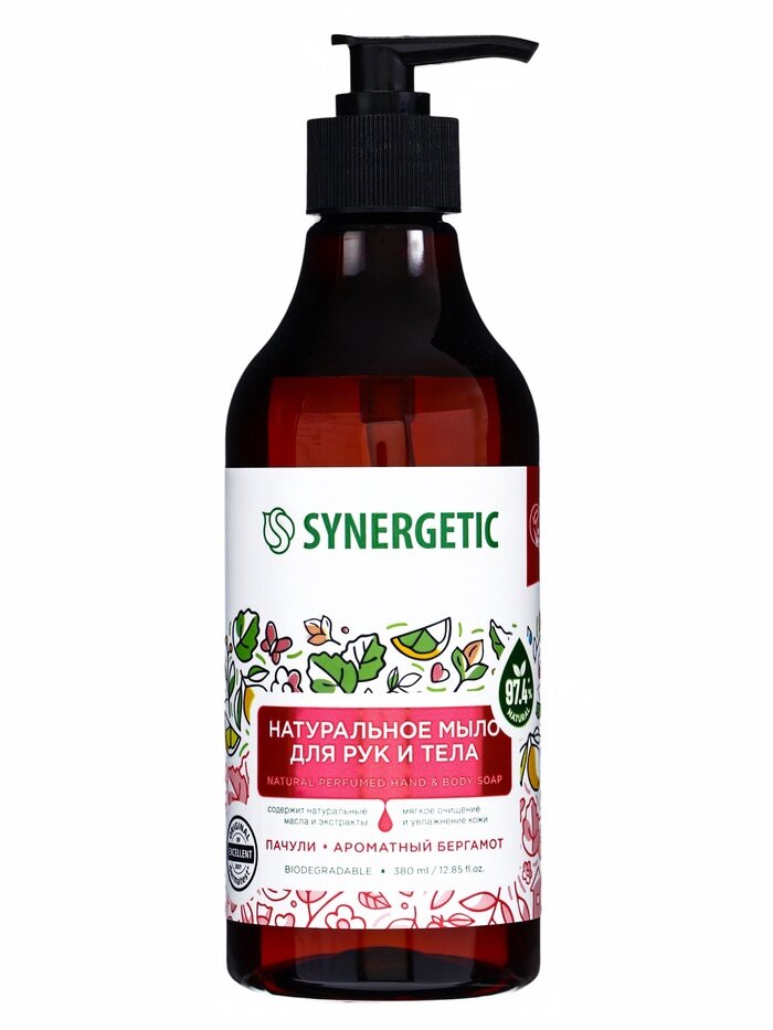 Жидкое мыло Synergetic «Пачули и ароматный бергамот», 380 мл