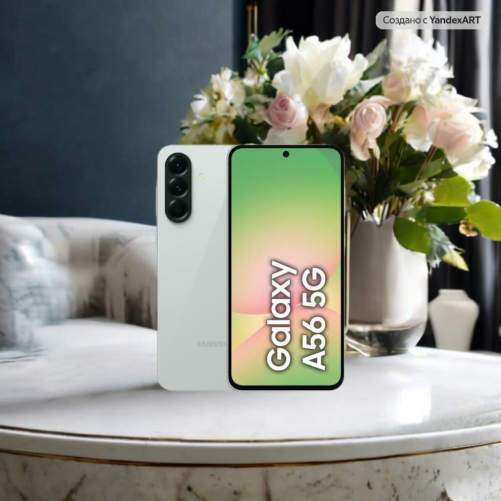Смартфон Samsung Galaxy A56 8+128Гб, 6,7",120Гц, 50МП, Full HD+, Lightgrey серый