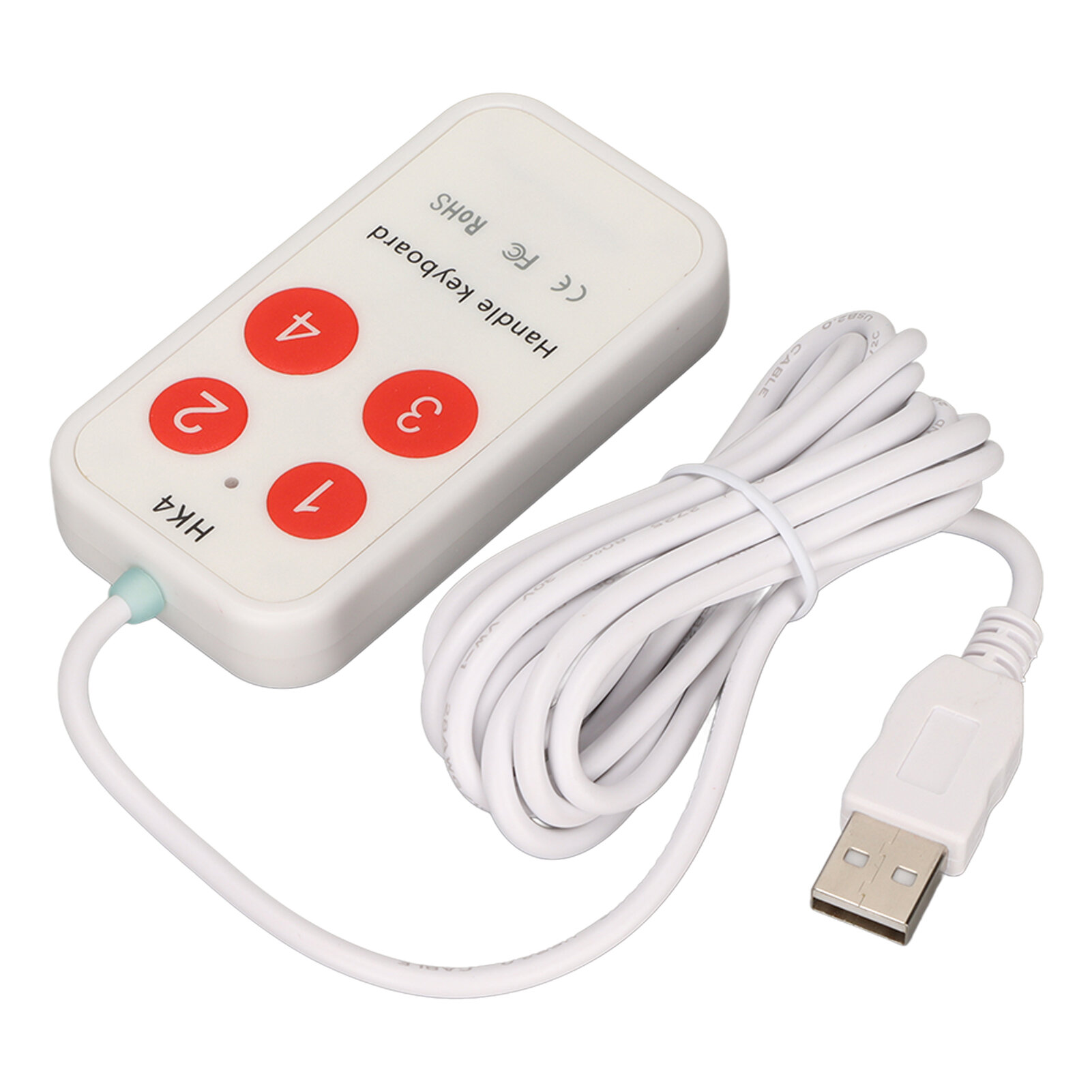 Handle Keyboard 4 Keys Programmable Custom USB Pocket Keyboard General Mini Button Keypad for Game Laptop, Material ABS, Programmable Number of Keys 4 Keys, Cable Length Approx. 2meter / 6.6ft, Applicable Equipment General Computer, Package List 1 x