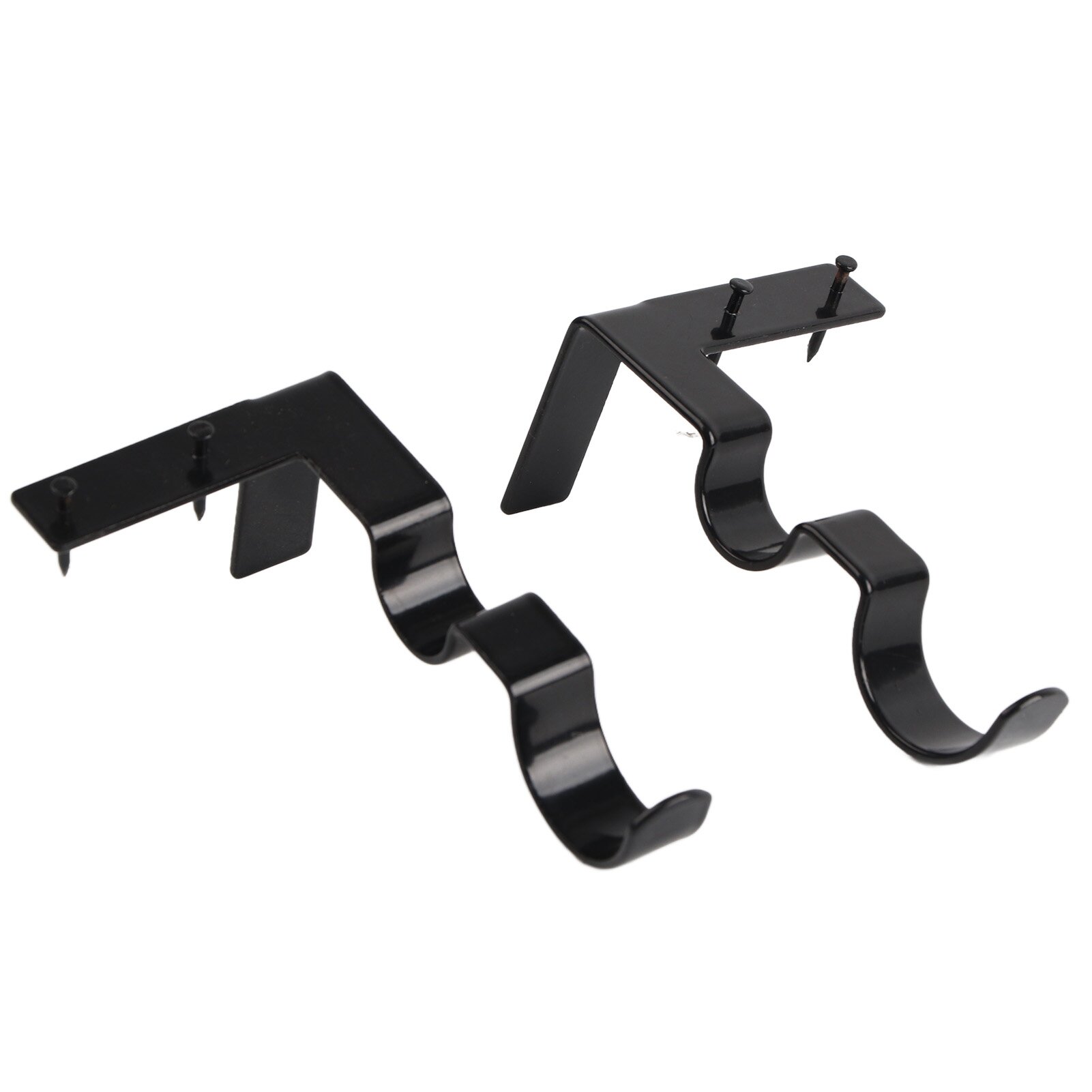 2 шт. двойной карнизный кронштейн из стали, грузоподъемность 20 фунтов, легкая сборка, карнизные крючки для домашнего офиса, черный