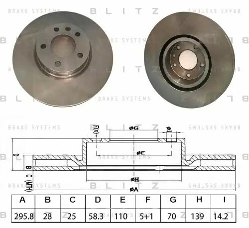 Диск тормозной передний 296x28 Opel Omega all 86-03