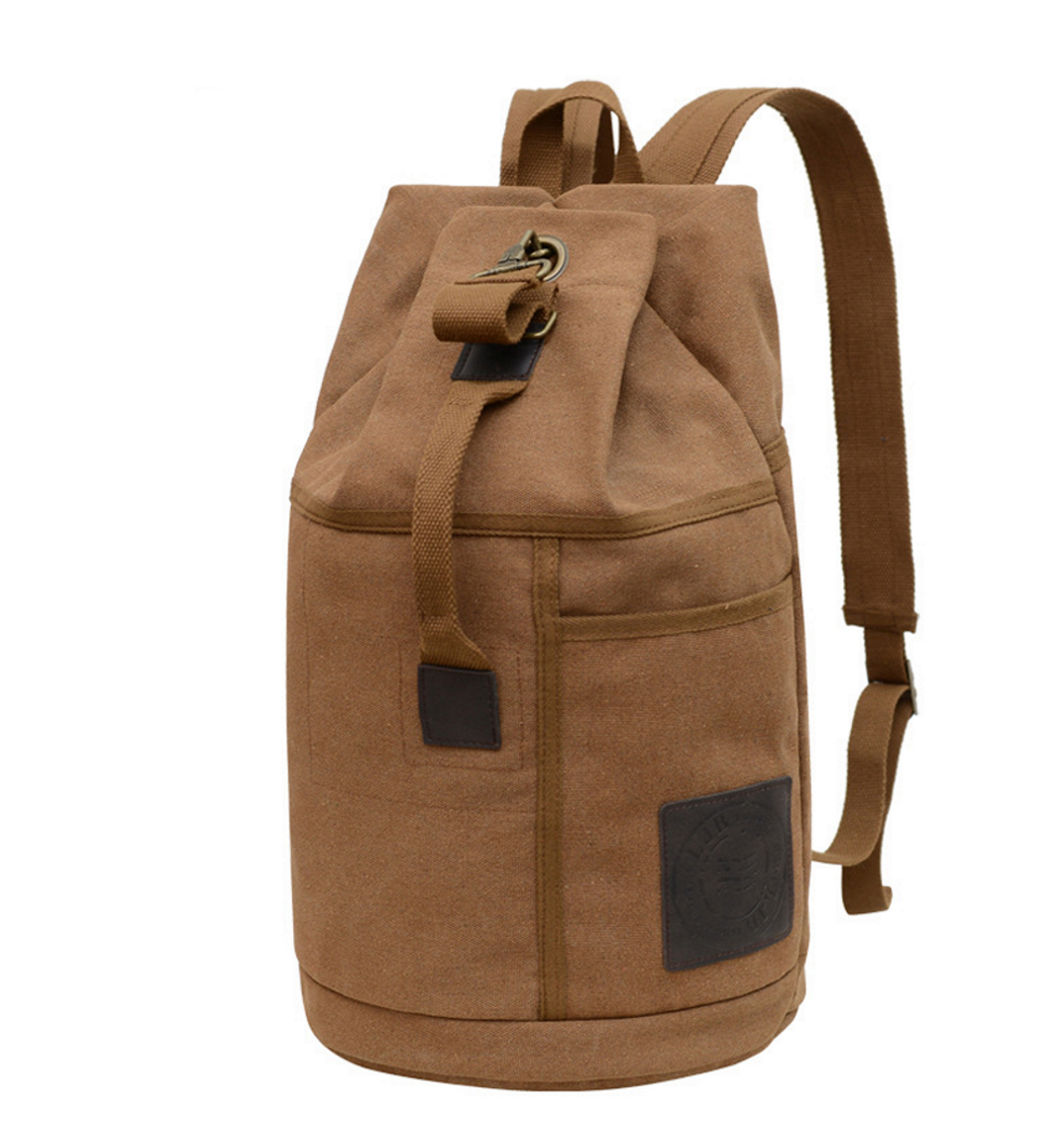 Рюкзак-торба ретро Коричневый баул котомка 30 литров брезентовый с боковой ручкой