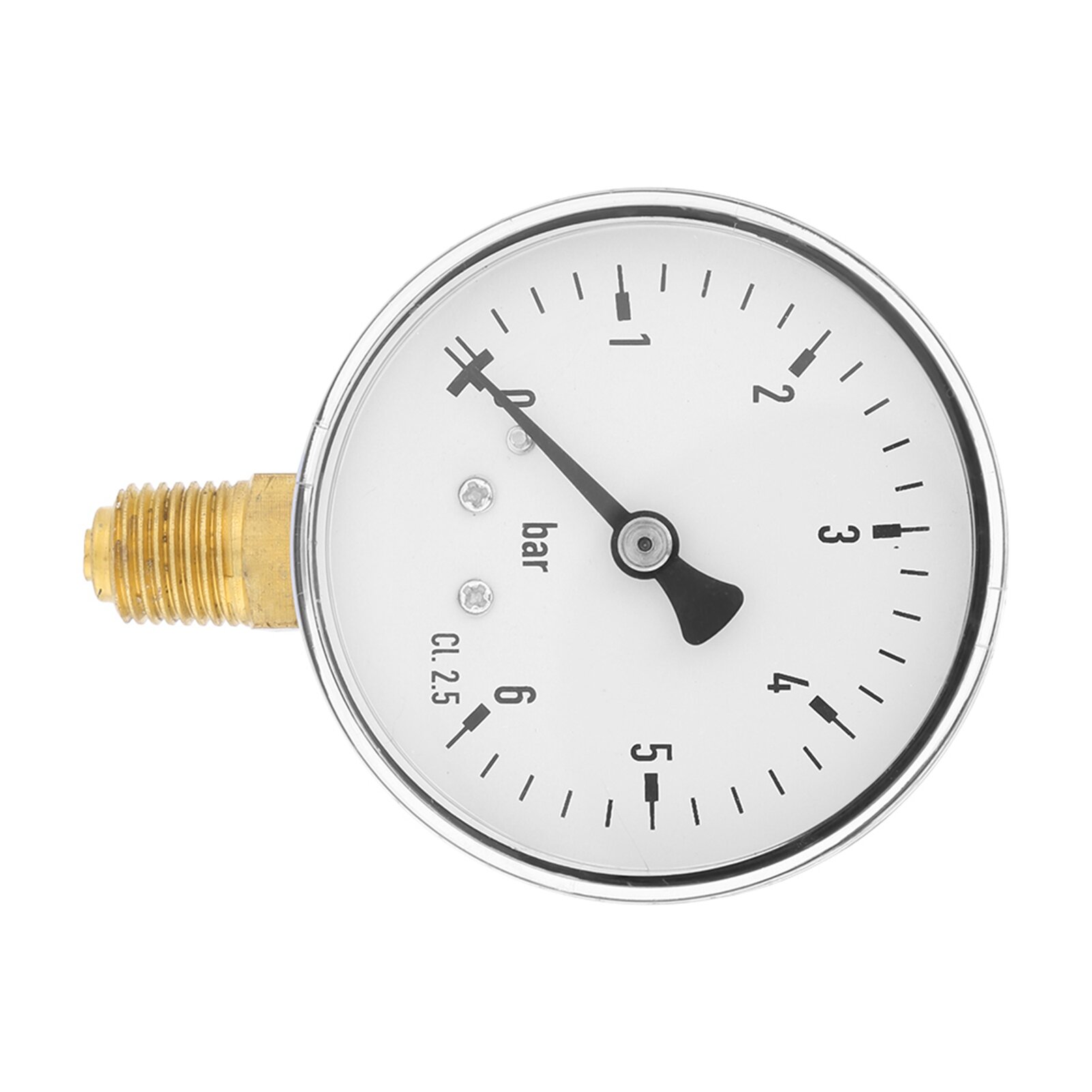 Манометр пневматический гидравлический 1/4" NPT, диапазон измерения 0-6 бар, боковая установка, диаметр циферблата 6 см
