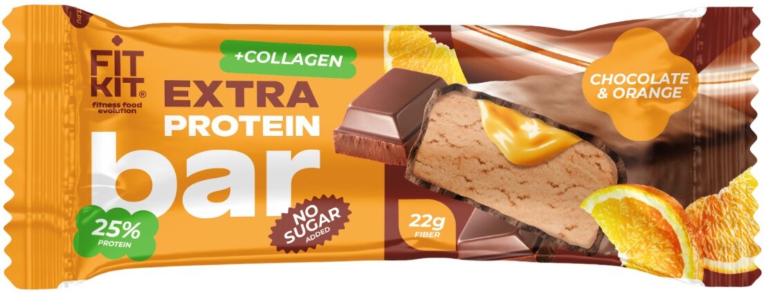 Fit Kit Протеиновый батончик Extra Protein Bar 60 гр (шоколад-апельсин)