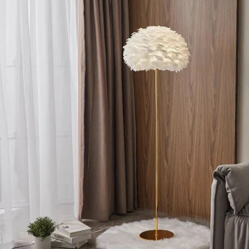 Напольный светильник, Торшер с перьями, Простой и элегантный, белый, Высота 160 см