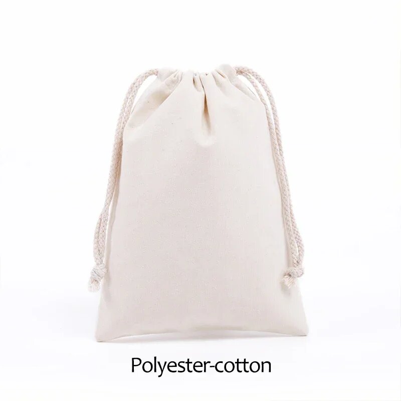 Хлопковая тканая сумка для хранения на шнурке, белый холщовый мешок для упаковки конфет, многоразовый бытовой мешок для хранения разных вещей, пылесборник