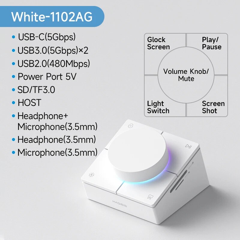 Hagibis USB-C концентратор White-Without RJ45