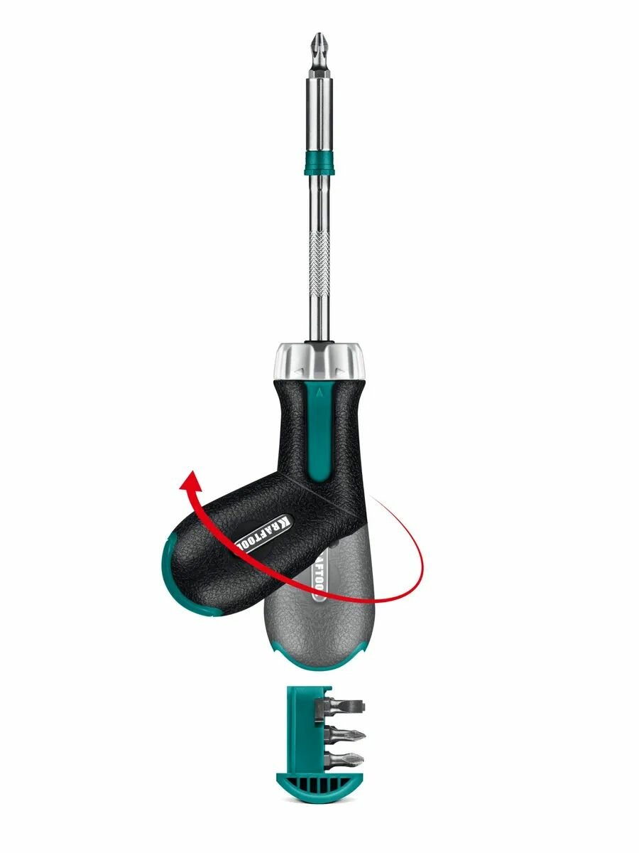 KRAFTOOL EXTREM рычажная реверсивная отвертка с битами