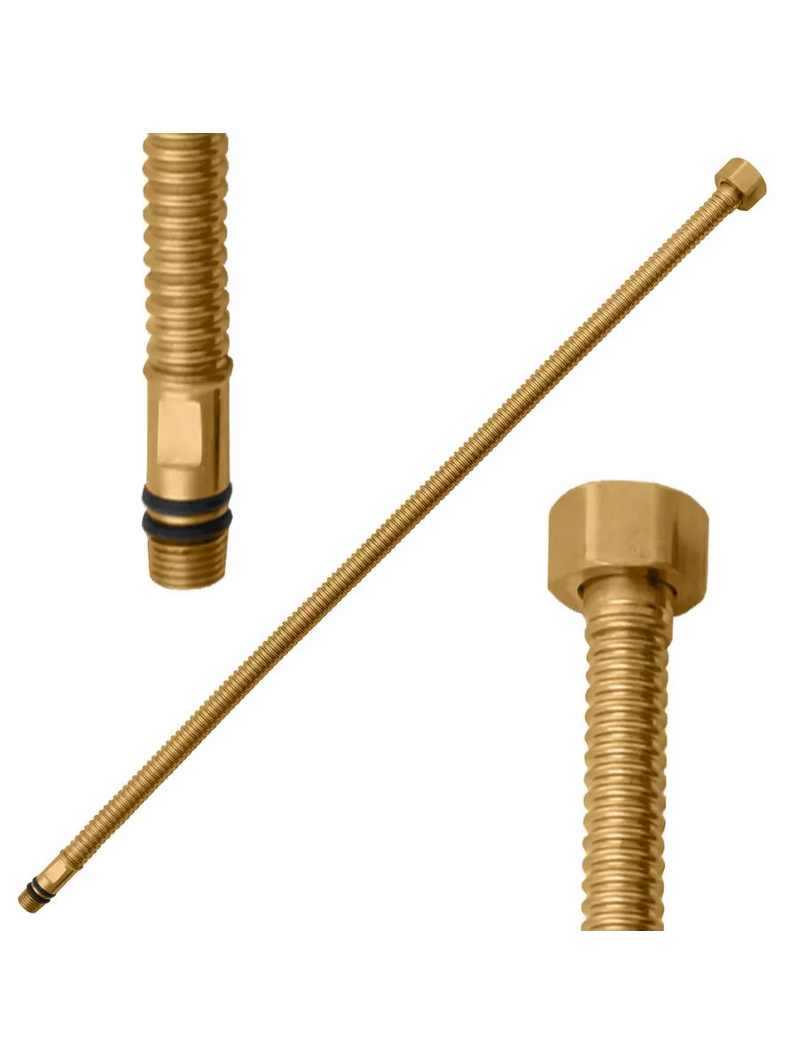 Сильфоновая подводка, гибкая, М10х1 G1/2, 35 см, стальная, цвет золотистый крацованный