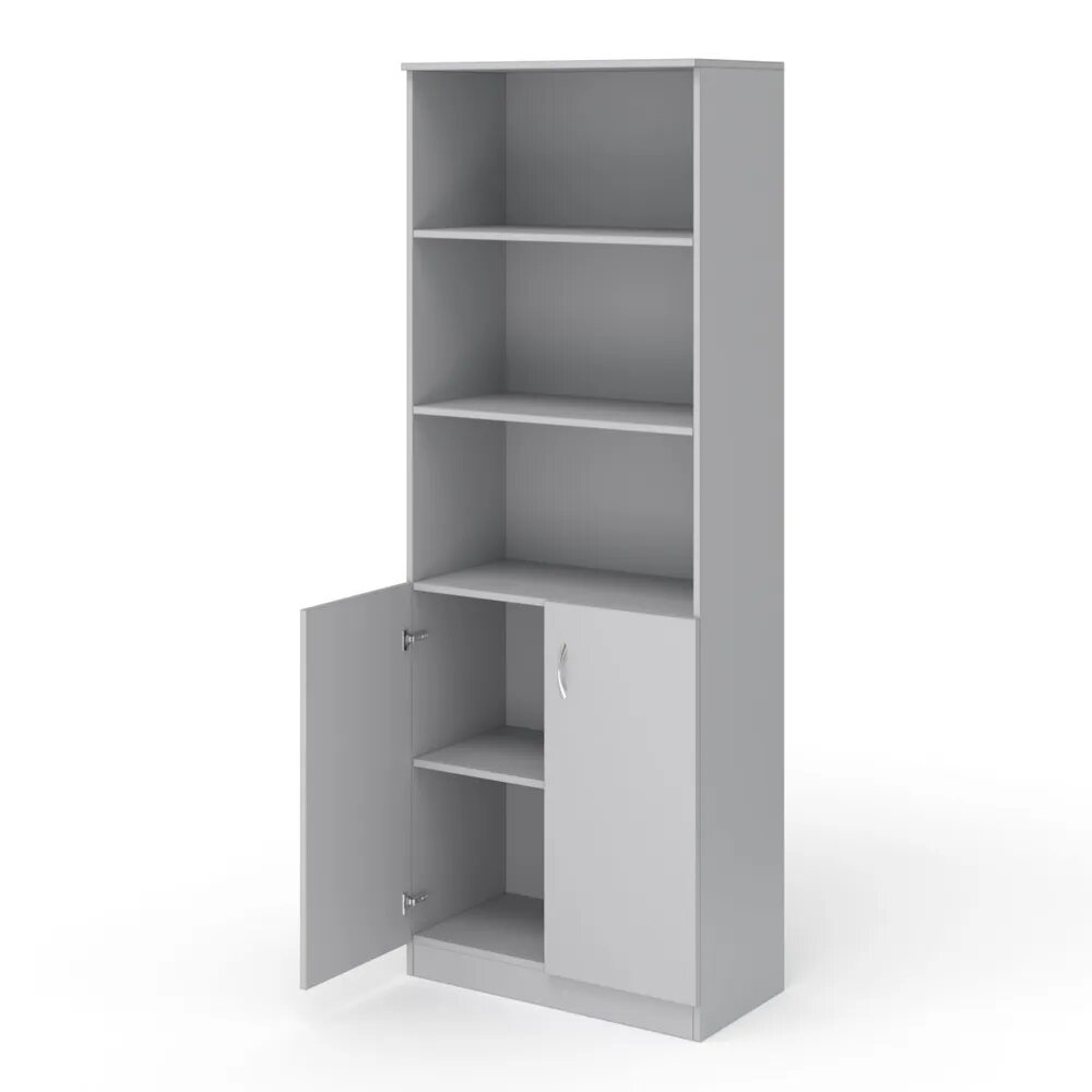 Стеллаж "Рамух", распашные двери, серый, ЛДСП, 4 полки, 200х42х80 см